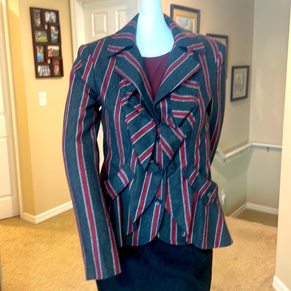 L.A.M.B. | Jackets & Coats | Vintage Lamb Striped Gray Dark Red Striped ...